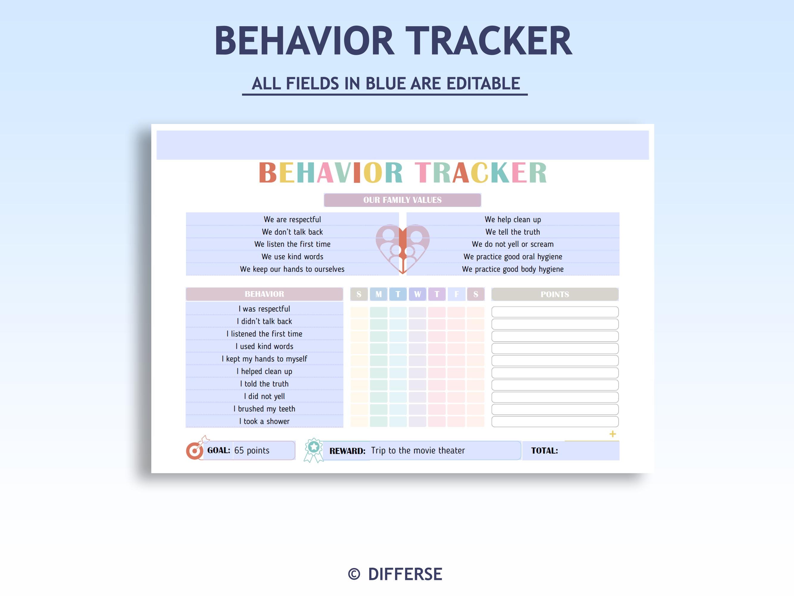 Behavior Tracker | Behavior Chart | Family Values | House Rules ...