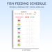Fish Feeding Chart | Pet Feeding Chart | Fish Chart | Fish Feeding Log ...