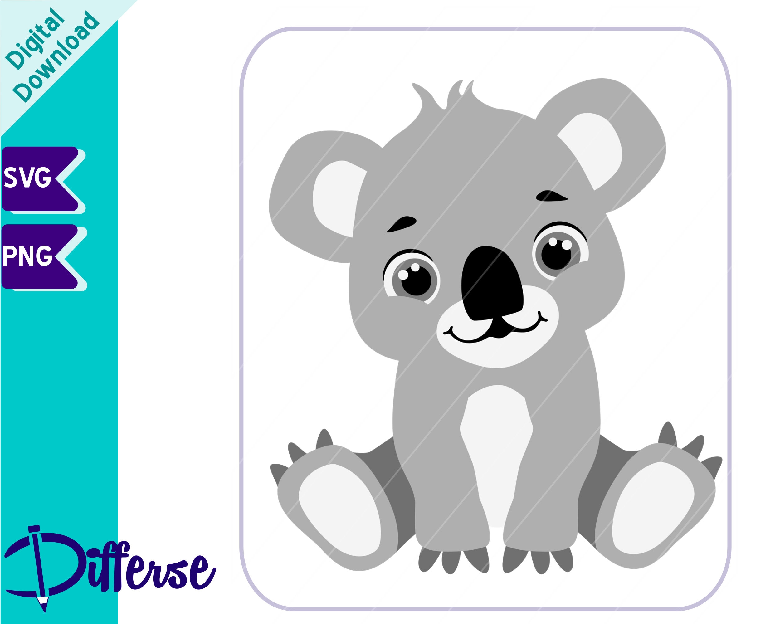 Cute Baby Koala SVG SVG Cut File & PNG Koala Svg Baby - Etsy