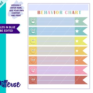 Colorful Behavior Chart Behavior Chart Smiling Faces Behavior Chart for ...