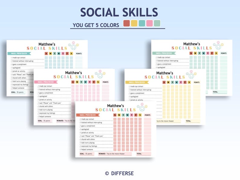 Social Skills Chart | Kids Behavior Chart | Social Skills Tracker ...