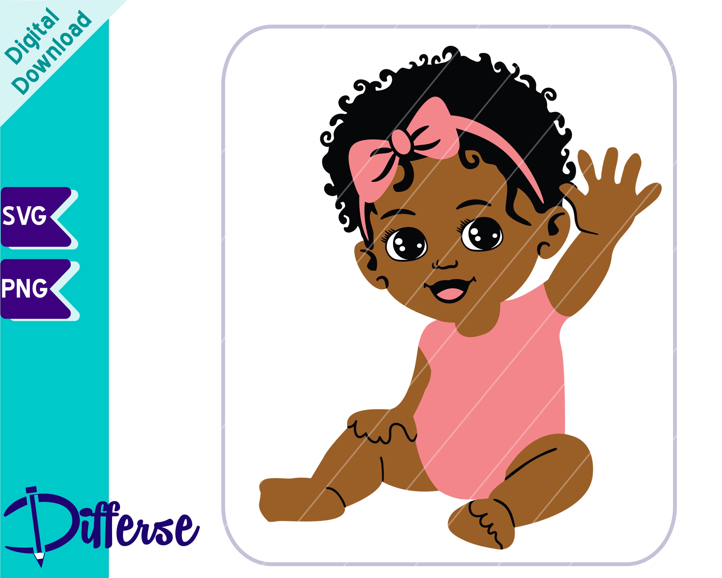 Black Newborn Baby Girl Clipart