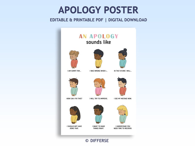 An Apology Sounds Like | Apology Poster | I’m Sorry Poster | Therapy ...