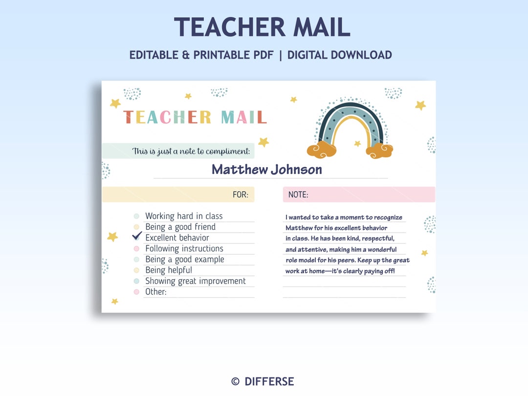 Teacher Note Home | Teacher Mail | Teacher Appreciation Note | Teacher ...