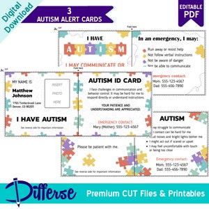 Editable Autism ID Card Emergency Contact Card Autism - Etsy Australia
