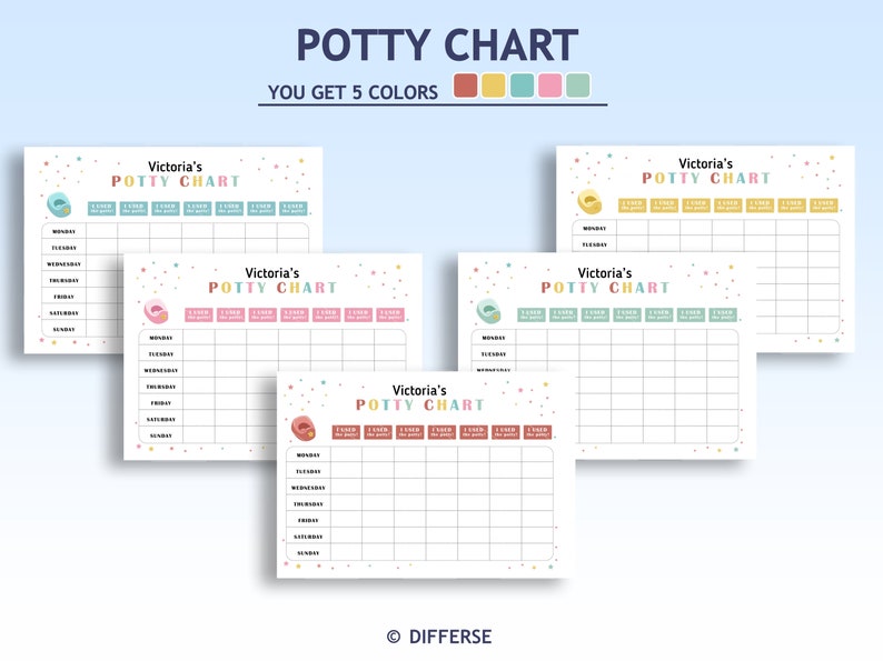 Editable Potty Training Chart for Kids | Potty Chart | Potty Training ...