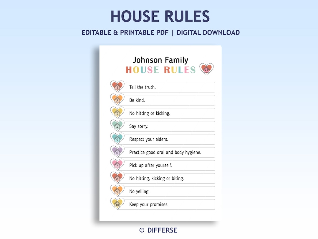House Rules for Kids | Family House Rules | Family Rules | Home Values ...