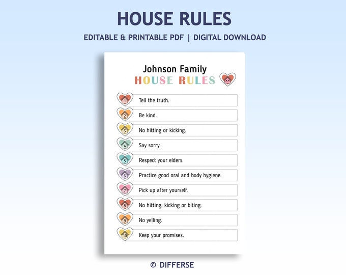 Family Rules Chart, Family Rules Visual Support, Family Rules Visual ...
