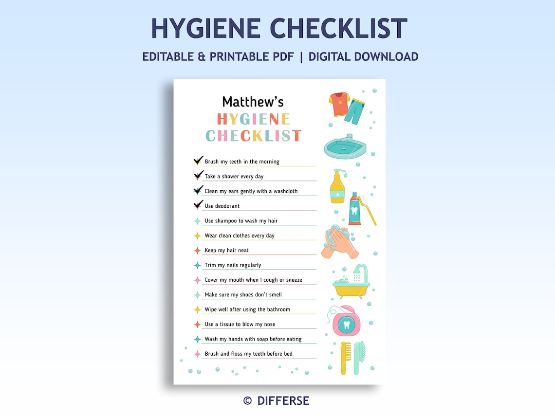 Hygiene Chart for Kids | Personal Hygiene Poster | Kids Hygiene ...