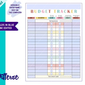 Kids Budget Tracker Editable Budget Tracker Allowance Tracker Kids ...