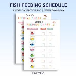 Fish Feeding Chart | Pet Feeding Chart | Fish Chart | Fish Feeding Log ...