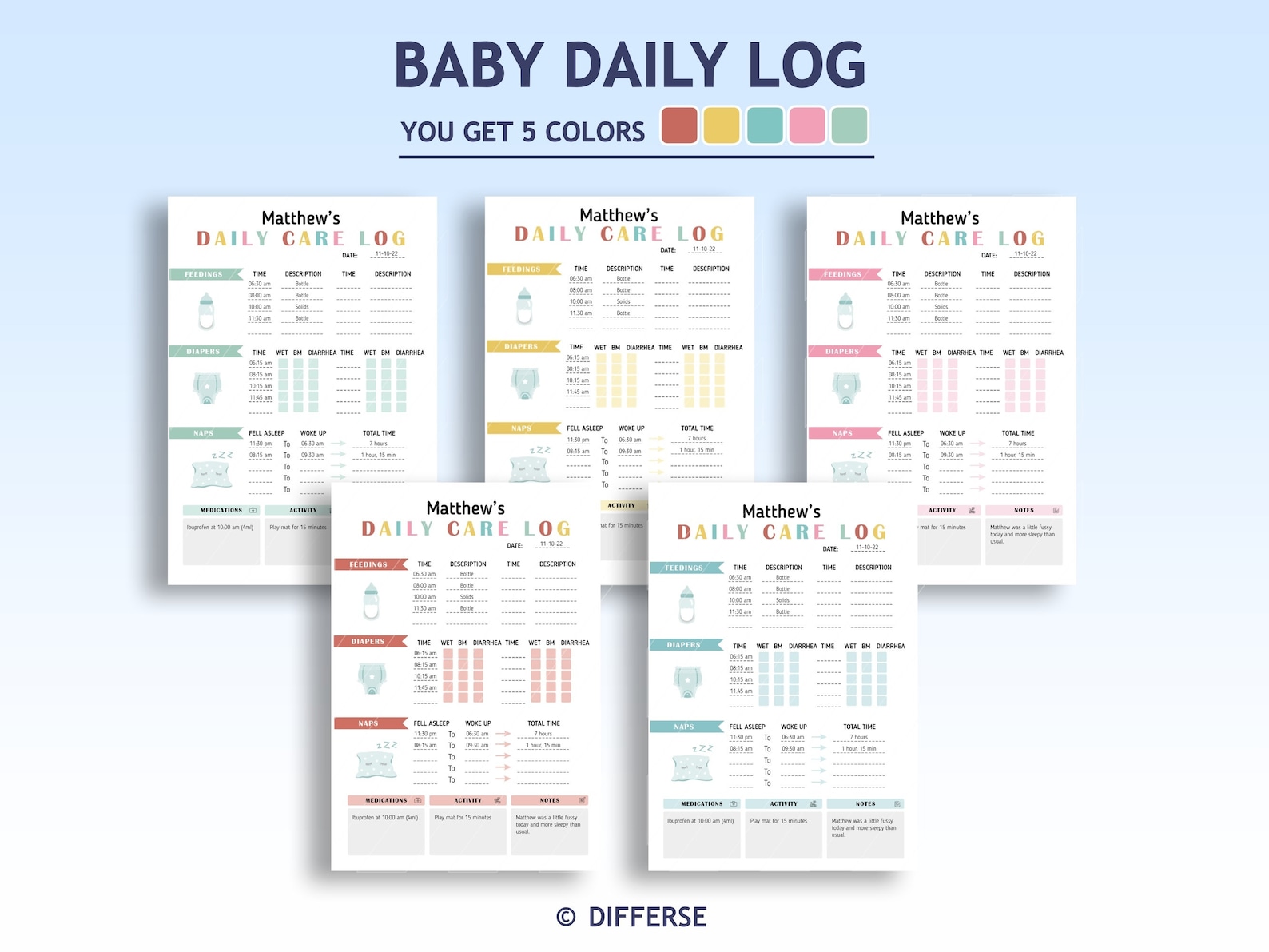 Editable Baby Daily Log | Printable Nanny Log | Daycare Report ...