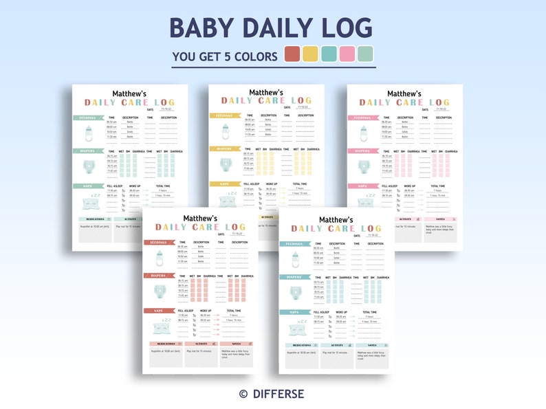 Editable Baby Daily Log | Printable Nanny Log | Daycare Report ...