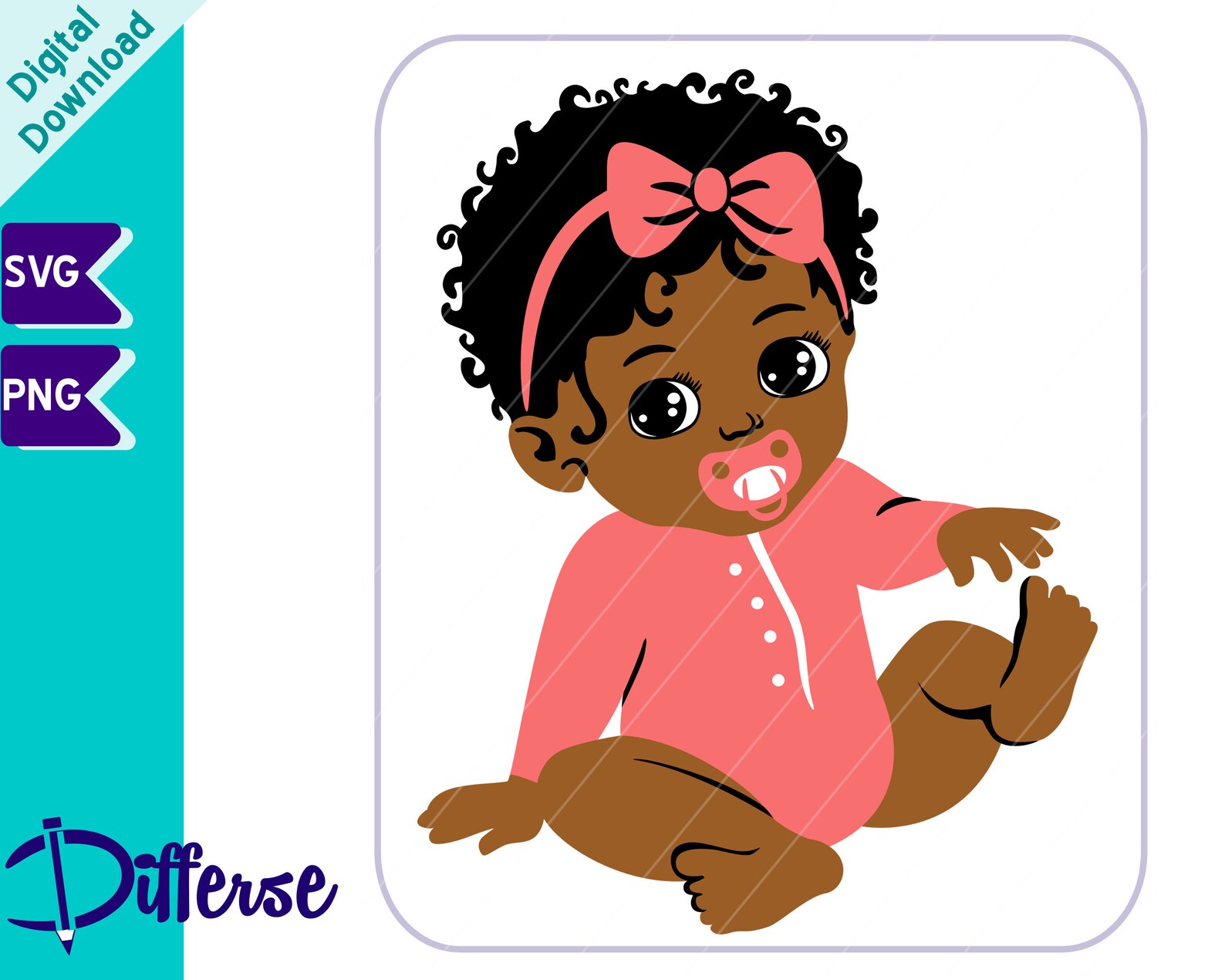Black Baby Girl SVG | SVG Cut File & PNG | Baby Girl Svg | Afro Baby ...