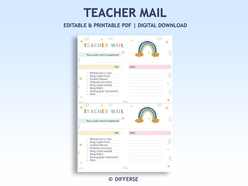 Teacher Note Home | Teacher Mail | Teacher Appreciation Note | Teacher ...