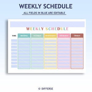 Kids Weekly Schedule | Kids Weekly Planner | Homeschool Planner ...