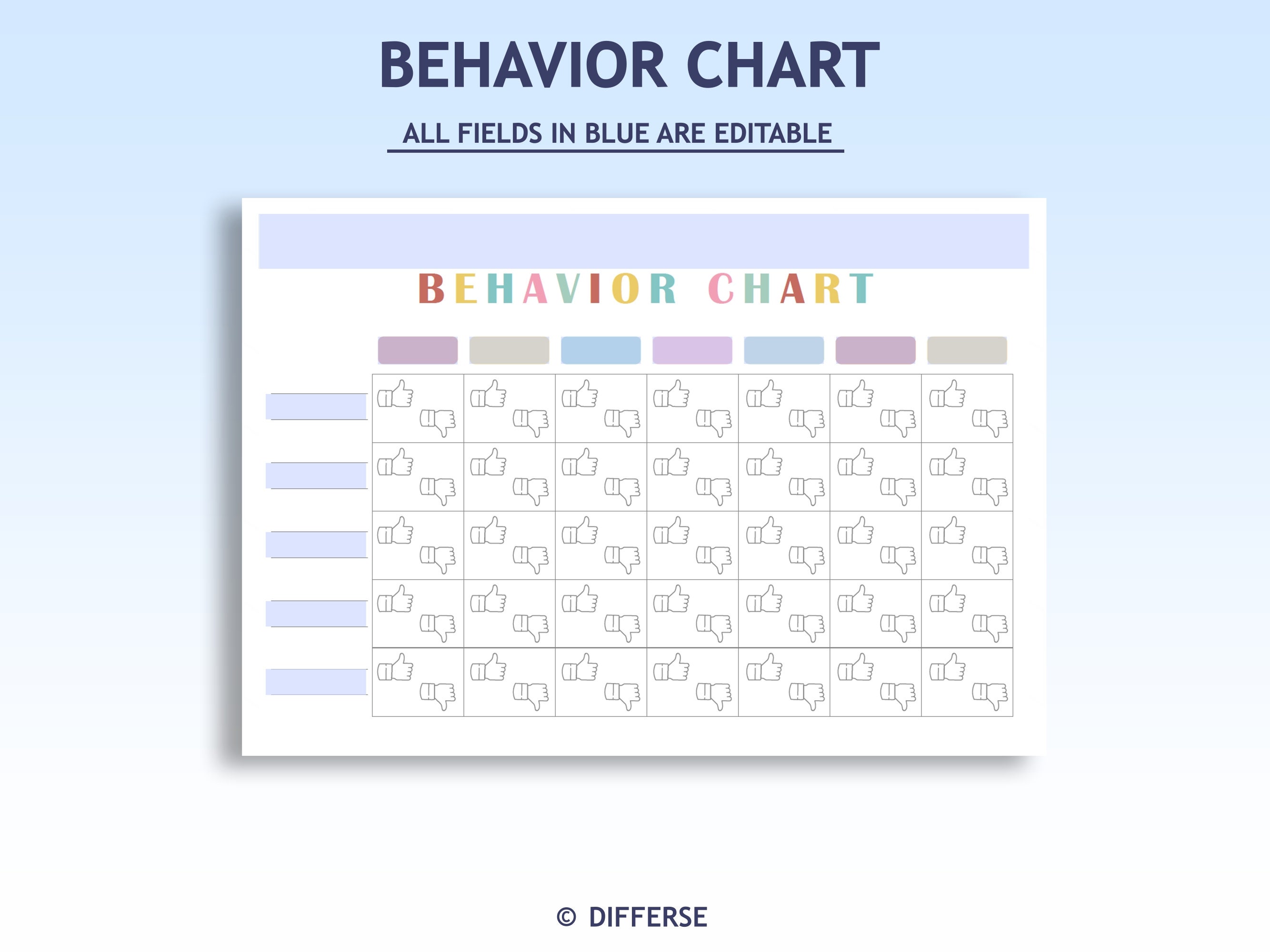 Toddler Behavior Chart | Thumbs-up, Thumbs-down Chart | Behavior ...