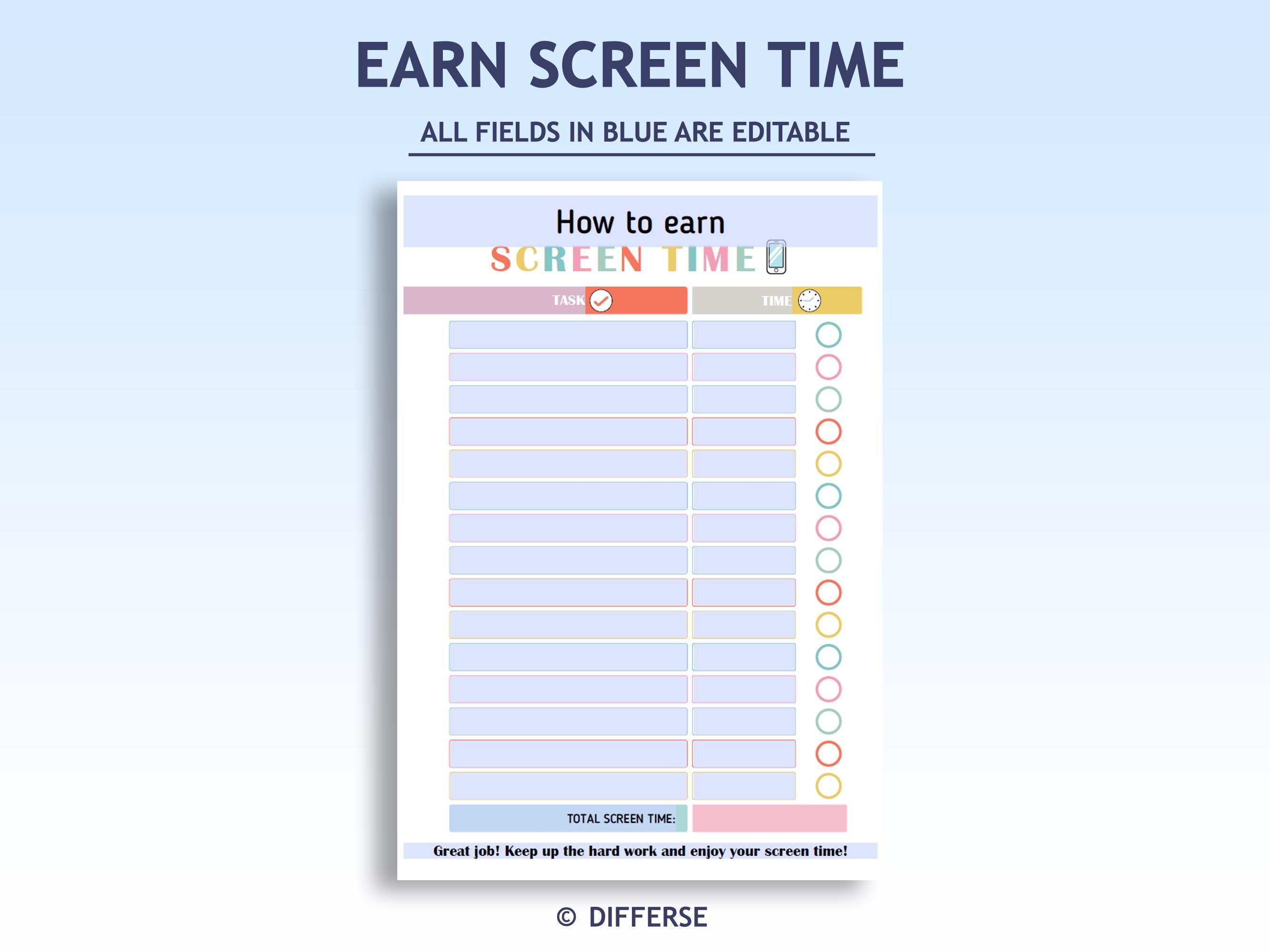 Kids Screen Time Bundle | Screen Time Chart | Screen Time Checklist ...