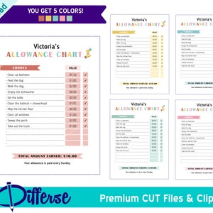 Allowance Chart for Kids Allowance Tracker Chore Chart Incentive Chart ...