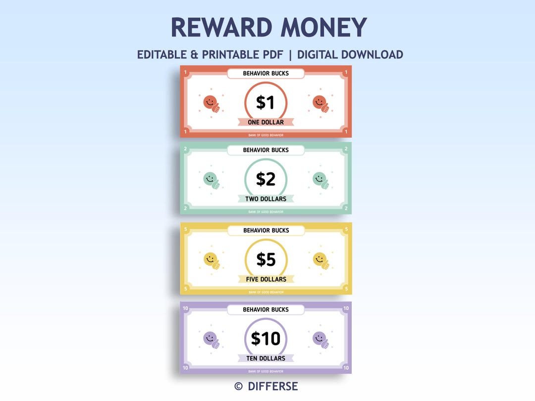 Behavior Reward Money for Kids | Mom Bucks | Play Money for Positive ...