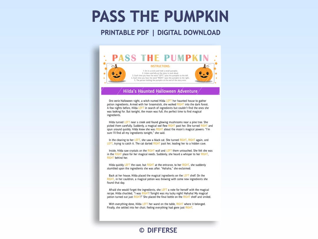 Pass the Pumpkin Game | Halloween Game | Halloween Printable ...