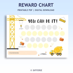 Printable Construction Reward Chart for Children | Behavior Chart ...