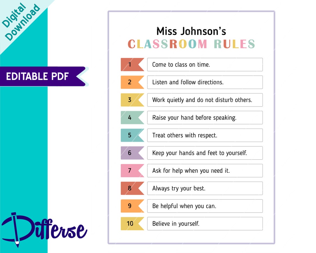 Classroom Rules Class Rules Classroom Rules Sign in This - Etsy