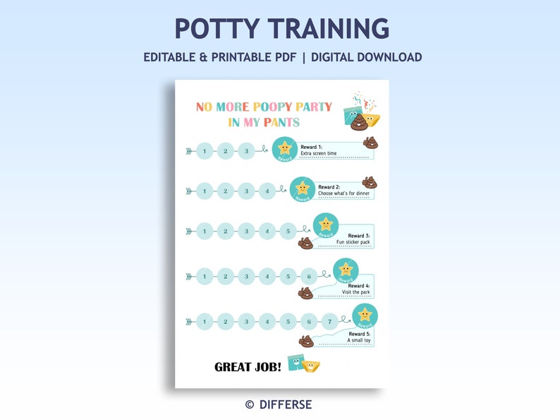 Potty Training Chart | Editable Poo Potty Chart | Potty Training | Kids ...
