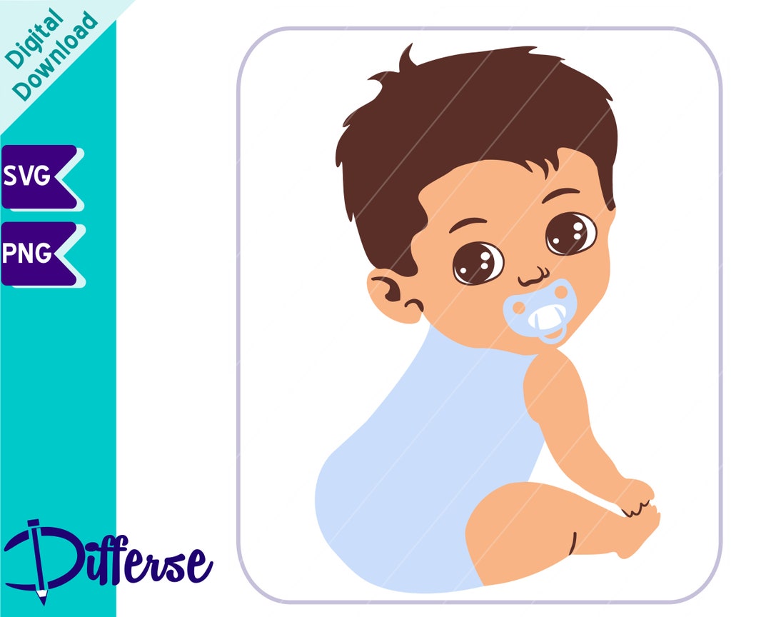 Newborn Baby Boy With Pacifier | SVG Cut File & PNG | Baby Boy SVG ...