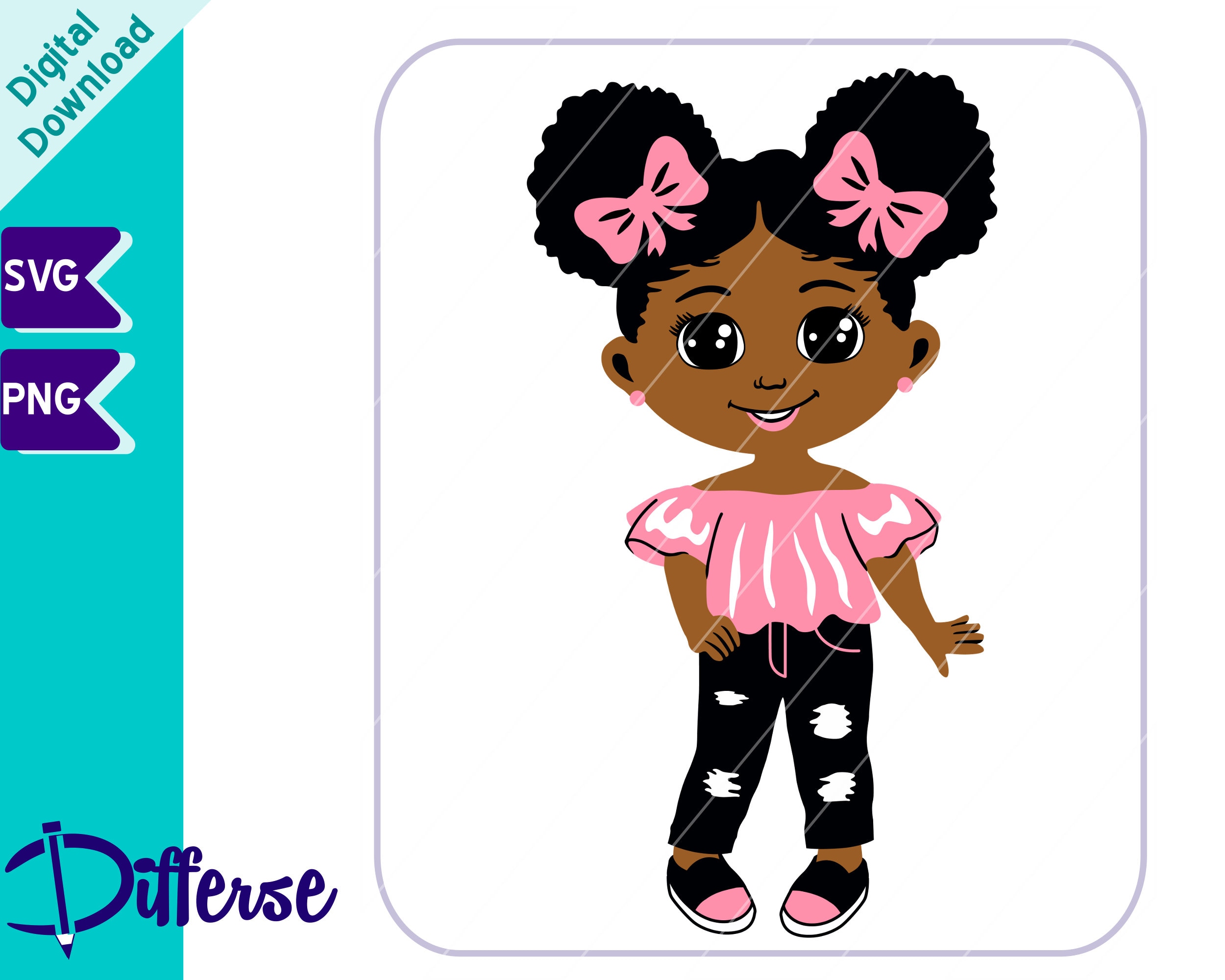 Sassy Black Girl SVG SVG Cut File & PNG Little Girl Png - Etsy