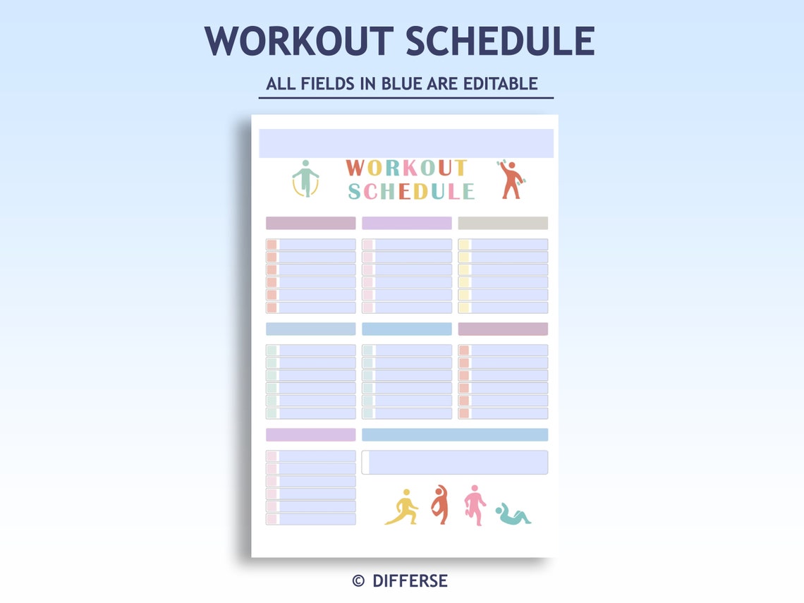 Kids Workout Schedule | Kids Exercise Checklist | Exercise Tracker ...
