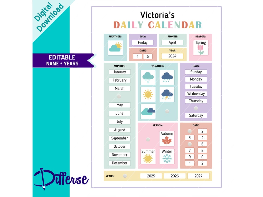 Kids Daily Calendar | Morning Board | Toddler Calendar | Preschool ...