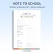 School Note From Home | Note to School Template | Excuse Note | Note ...