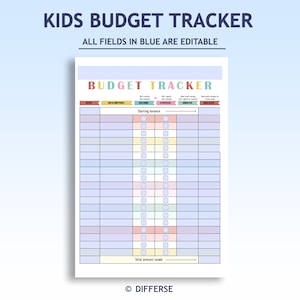 Kids Budget Tracker | Editable Budget Tracker | Allowance Tracker ...