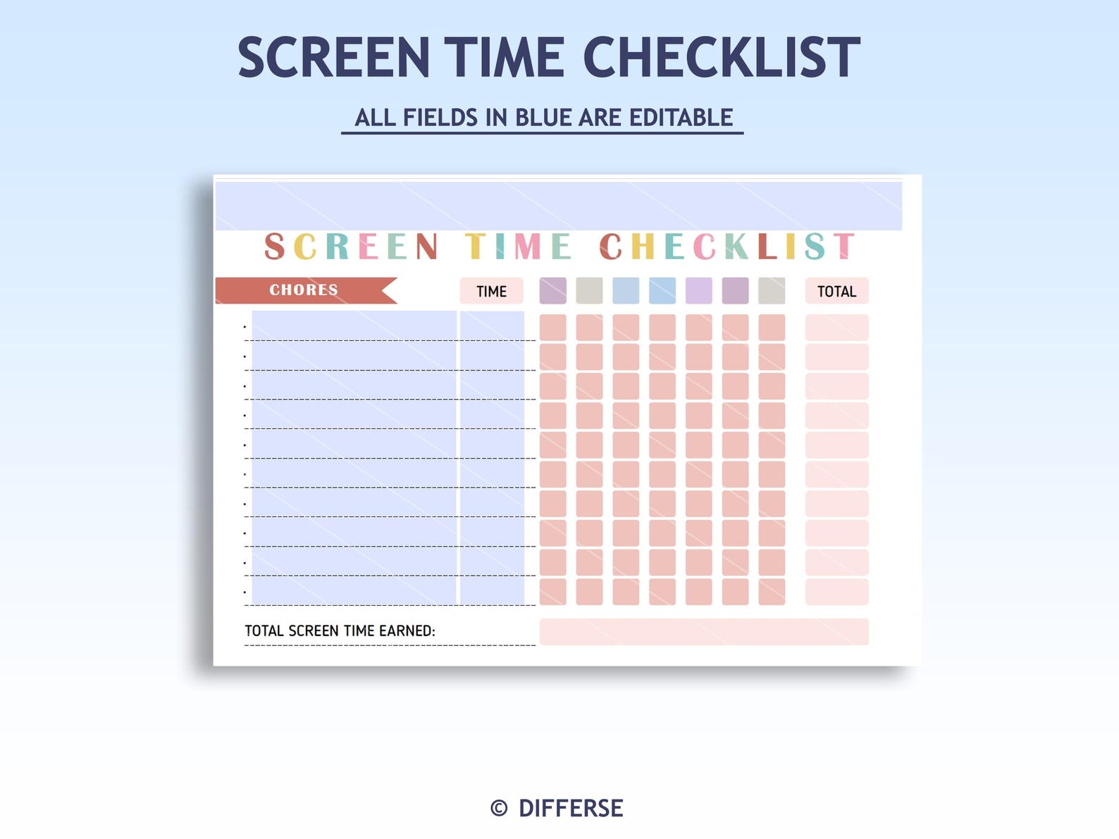 Kids Screen Time Bundle | Screen Time Chart | Screen Time Checklist ...