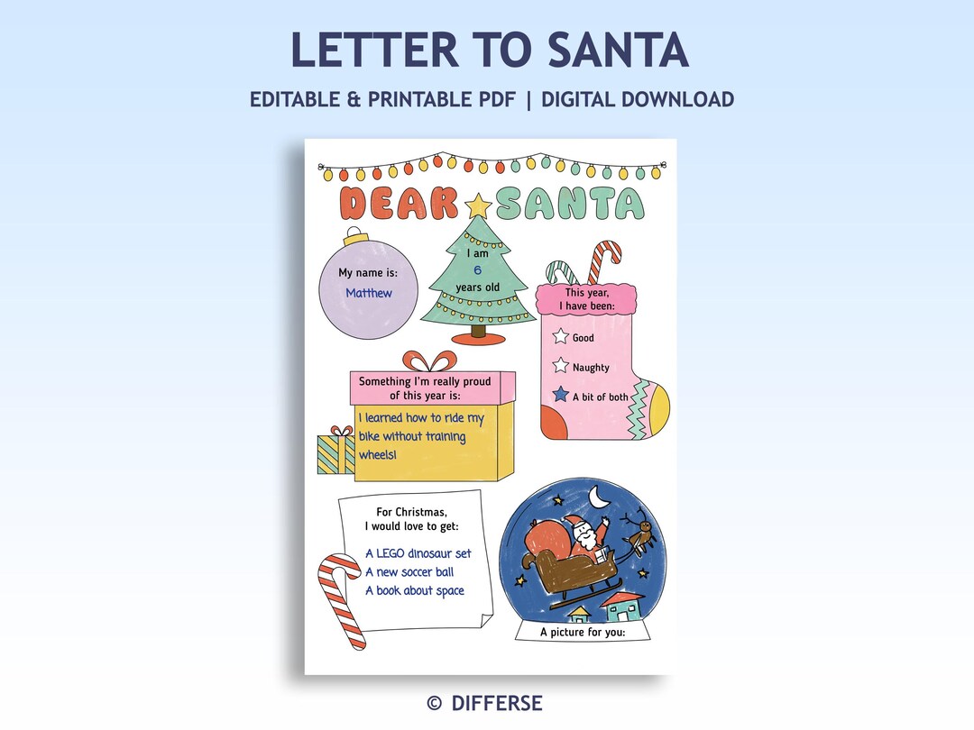 Letter to Santa Coloring Page | Christmas Activity | Santa Letter ...