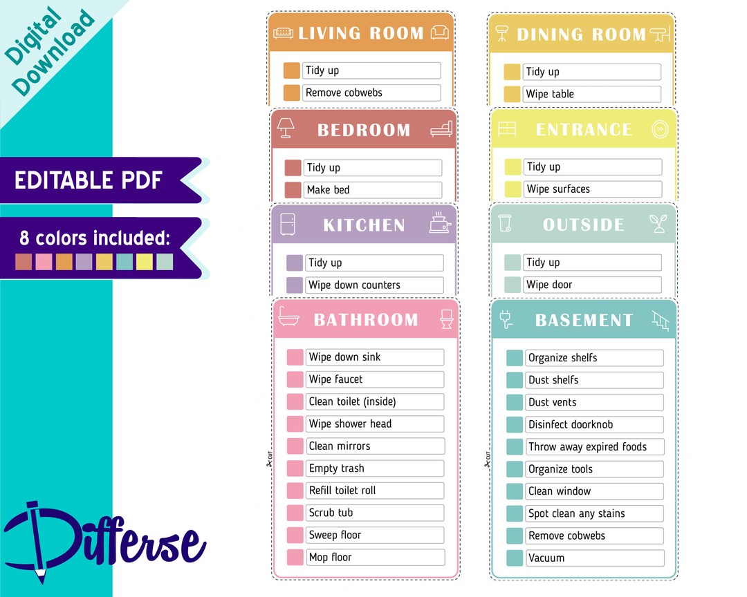 Editable Kids Cleaning Cards Printable Cleaning Cards Cleaning Template ...