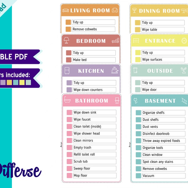 Cleaning Checklist Editable - Etsy