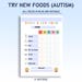 Autism Food Chart | Food Therapy | Fussy Eater Chart | Try New Foods ...