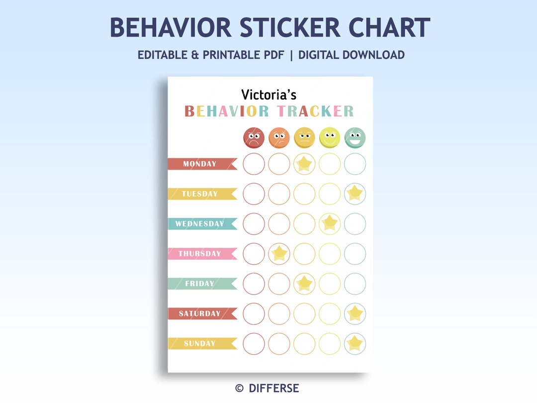 Behavior Sticker Chart | Behavior Tracker | Behavior Chart for Kids ...