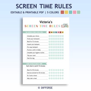 Kids Screen Time Bundle | Screen Time Chart | Screen Time Checklist ...