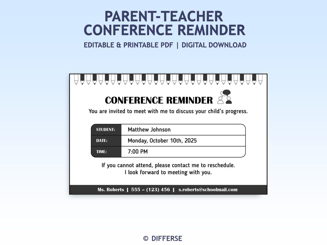 Parent Teacher Conference Reminder | School Conference Form | Parent ...