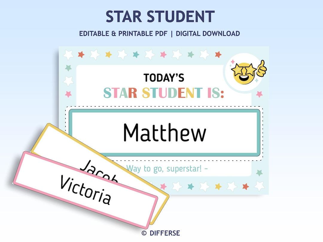 Editable Star Student of the Week Poster | Star Student Poster | Star ...