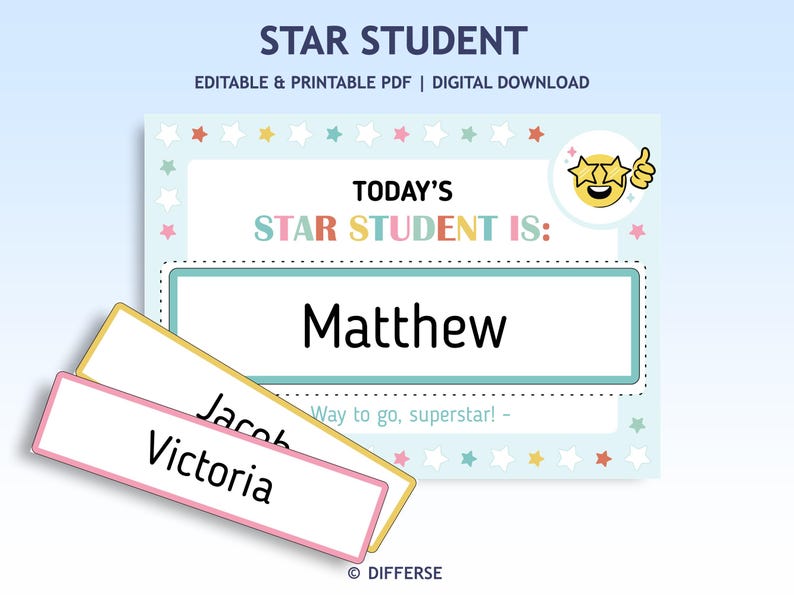 Editable Star Student of the Week Poster | Star Student Poster | Star ...