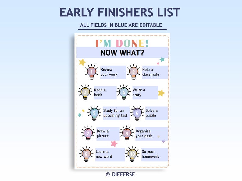 Early Finishers Activities | Fast Finisher Poster | Early Finisher Work ...
