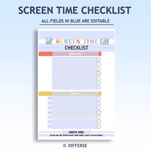 Screen Time Checklist | Screen Time Chart | Screen Time Schedule ...