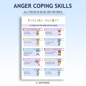 Editable Anger Coping Skills | Anger Management for Kids | Anger Wall ...
