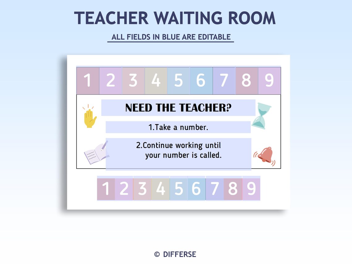 Editable Teacher Waiting Room | Classroom Waiting Room | Rainbow ...