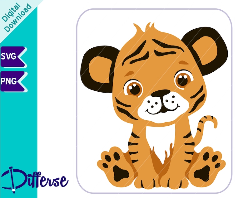 Cute Baby Tiger SVG | SVG Cut File & PNG | Tiger Svg | Baby Safari ...