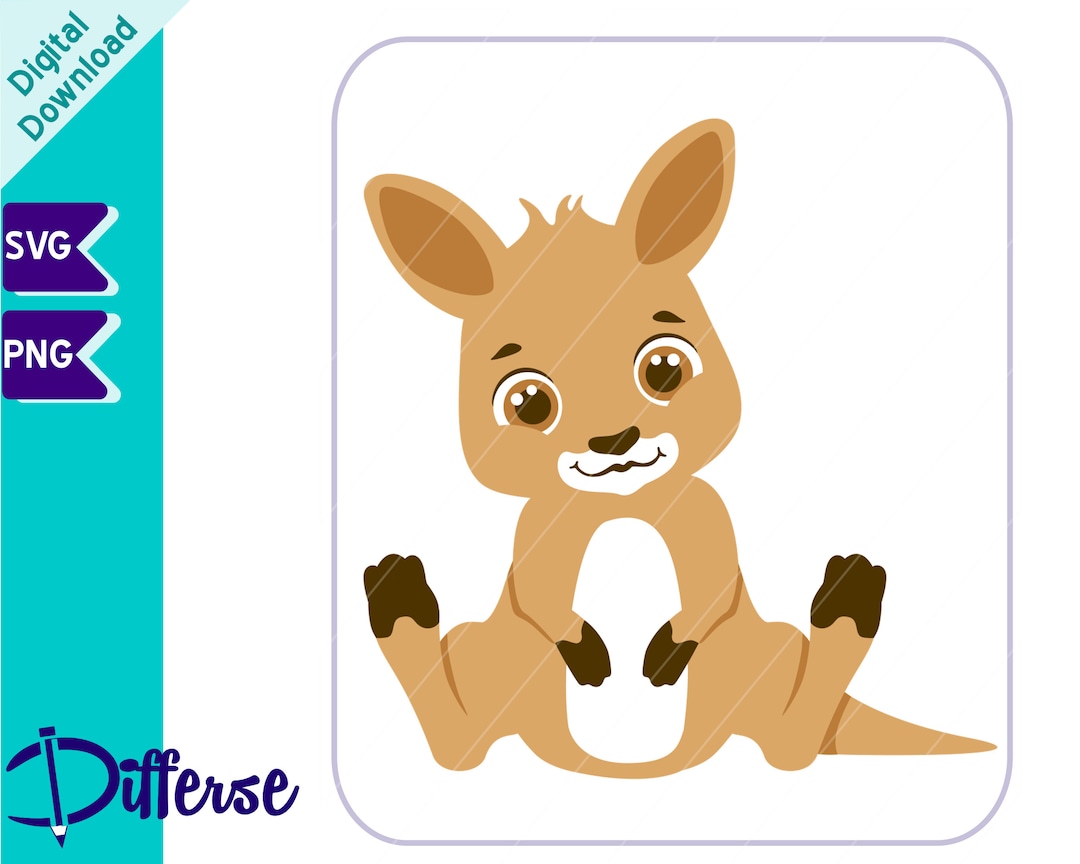 Cute Baby Kangaroo SVG | SVG Cut File & PNG | Kangaroo Svg | Baby ...